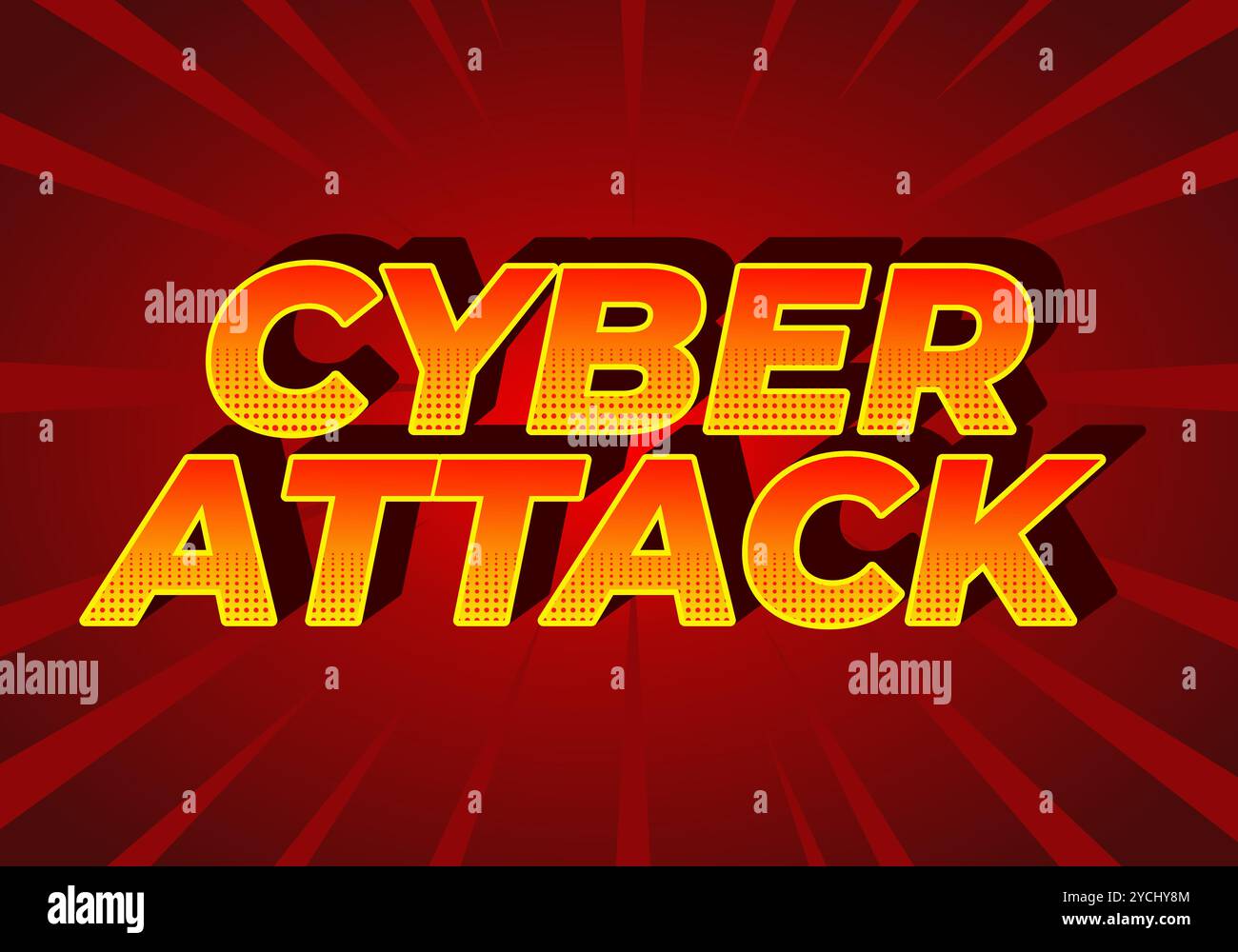 Cyber attack. Text effect design in 3D and bold fonts for digital ads ...