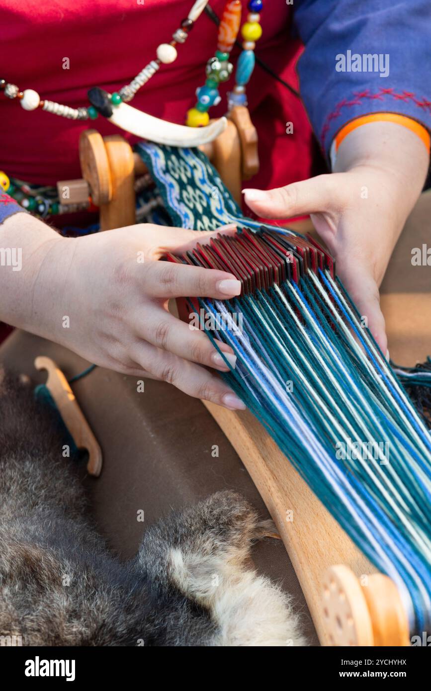 Italy, Lombardy, Historical Reenactment Celtic, Tablet Weaving Stock ...