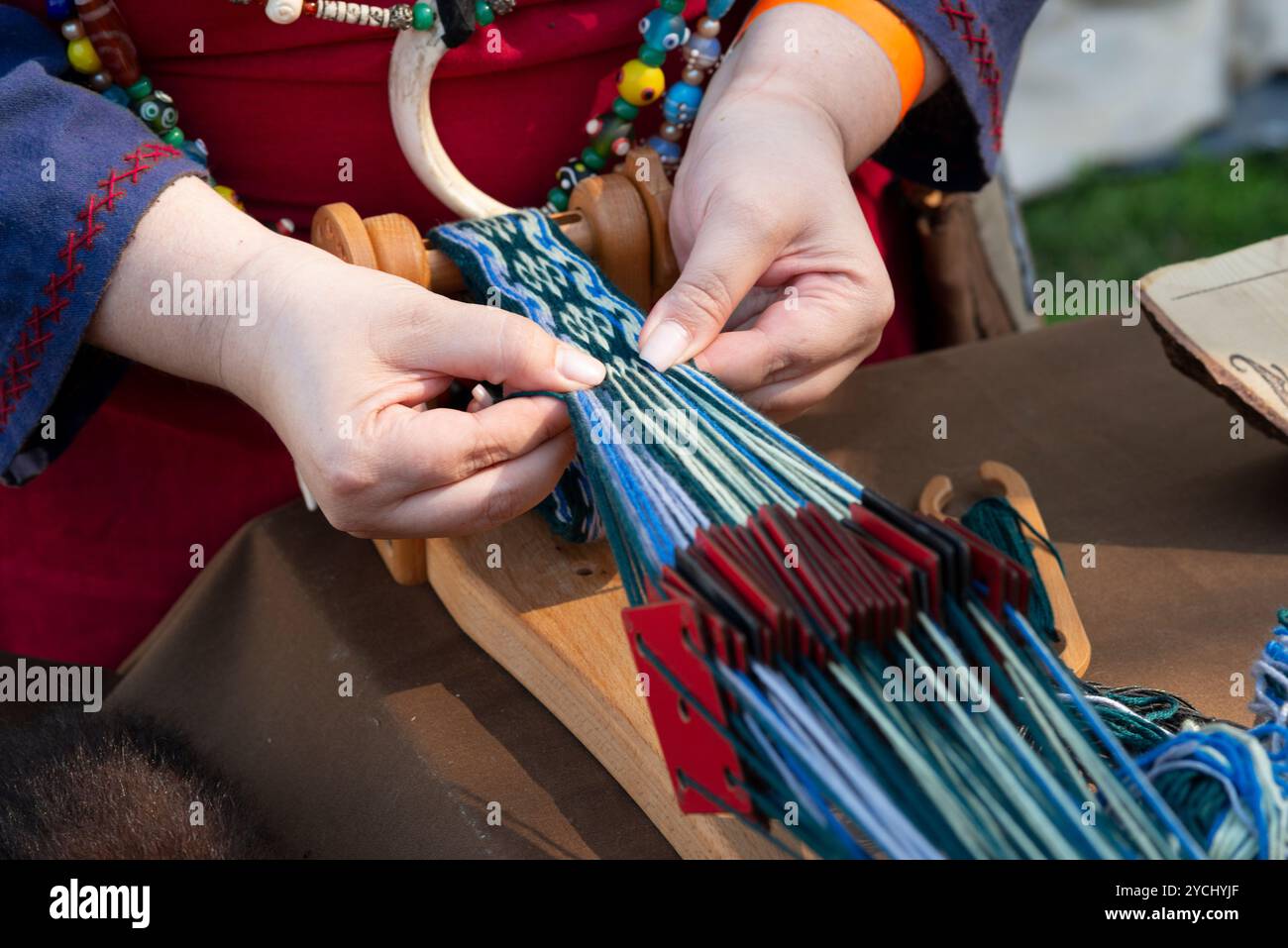 Italy, Lombardy, Historical Reenactment Celtic, Tablet Weaving Stock ...