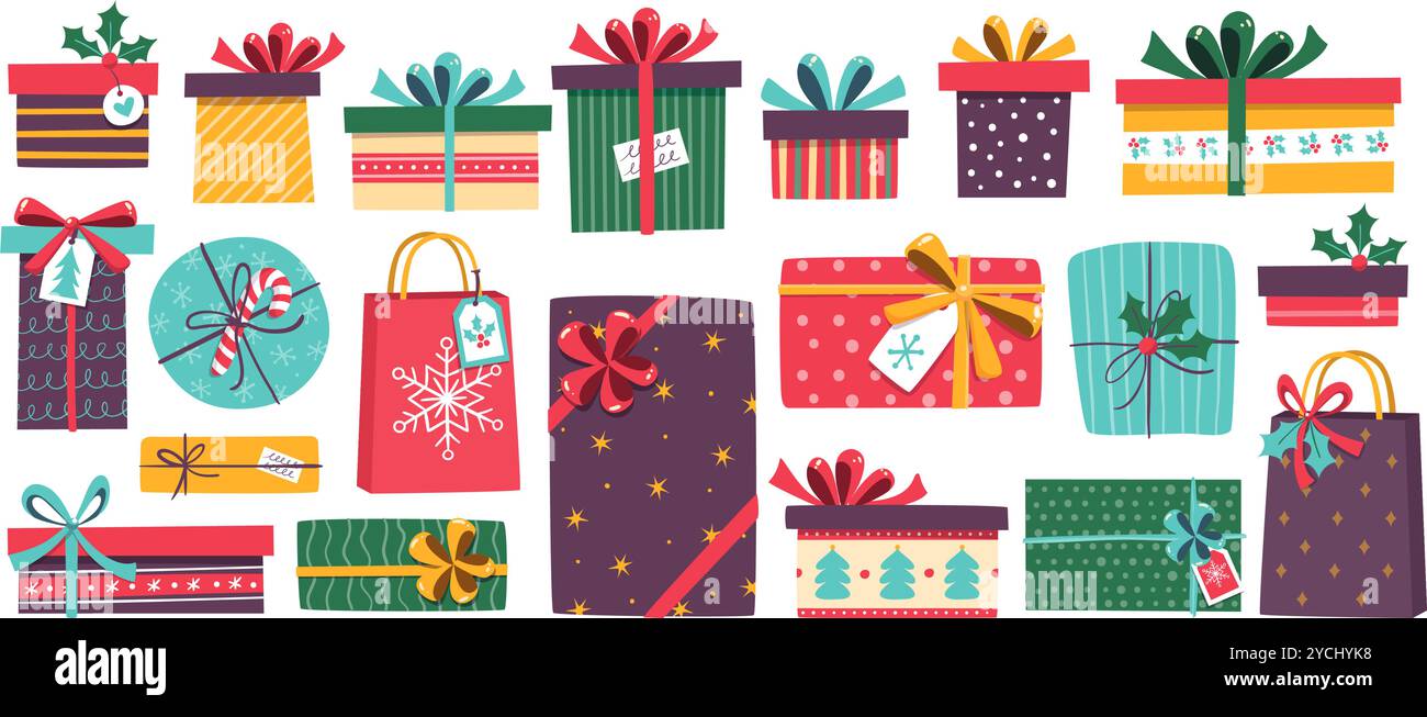 Christmas gift collection. A cute set of 20 different Christmas gift ...