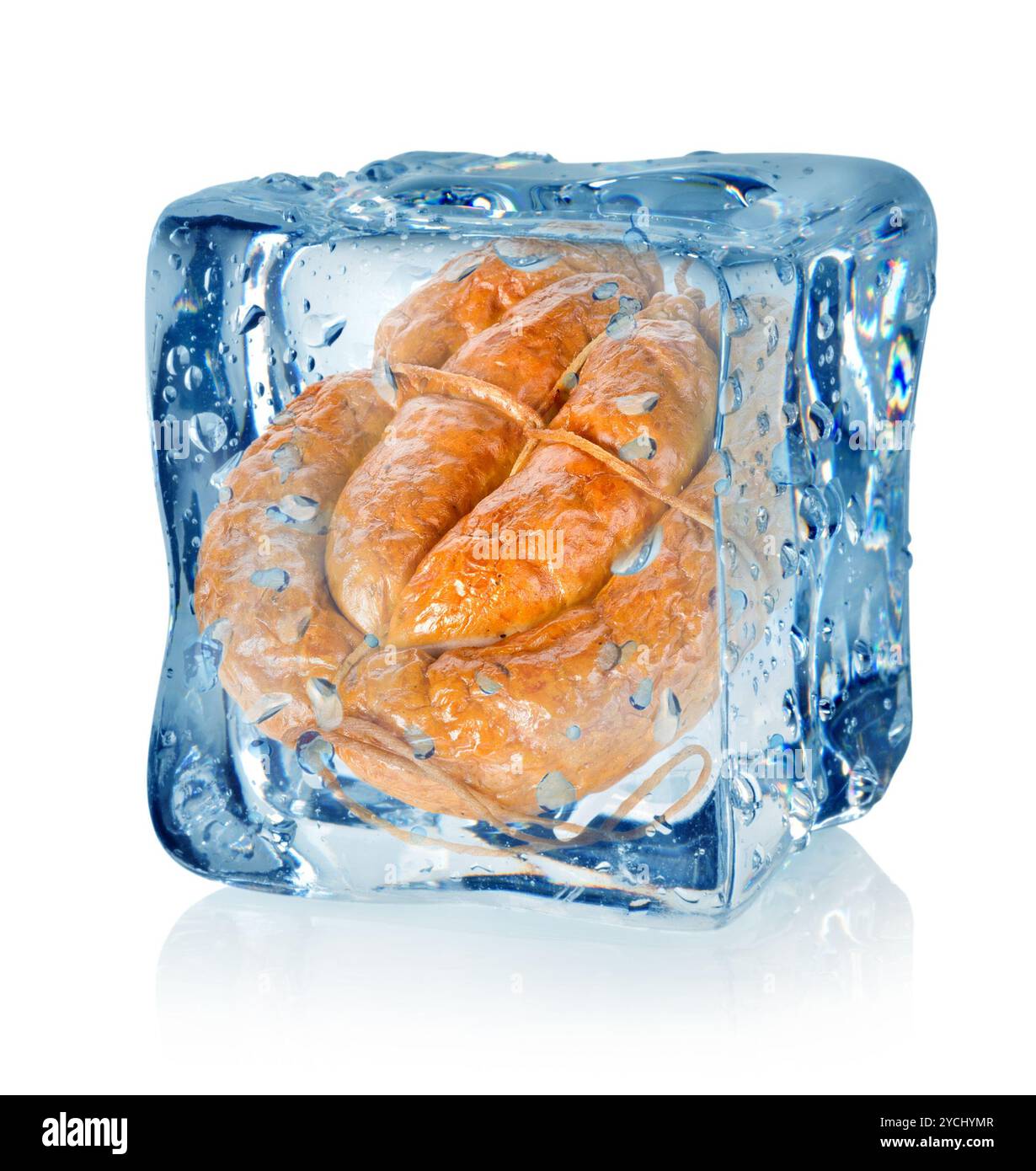 Ice cube and smoked sausage Stock Photo - Alamy