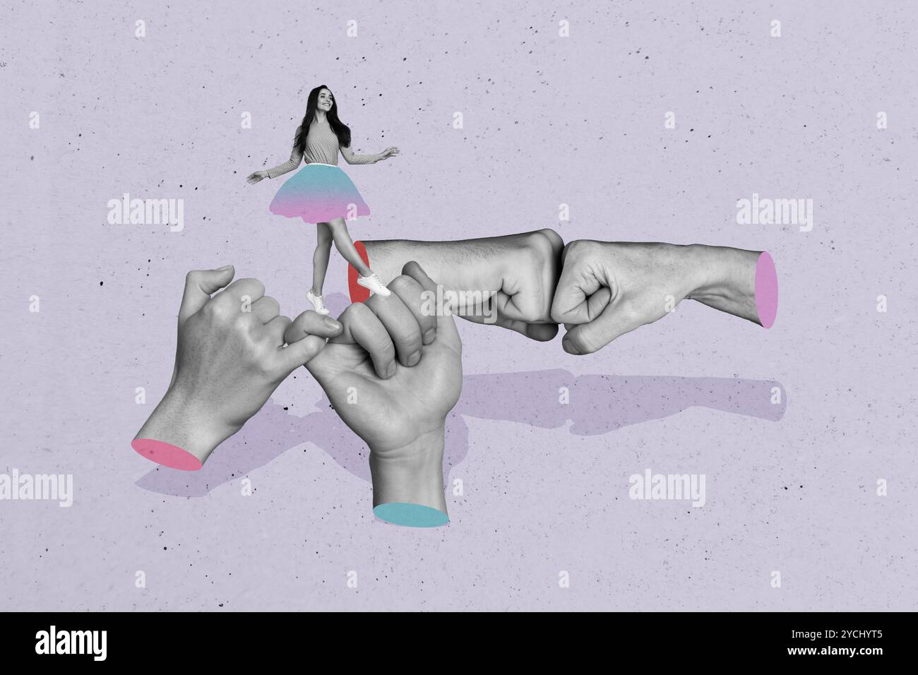 Trend artwork sketch image photo collage of four huge bodyless ...