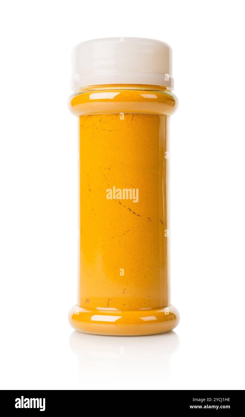 Jar of turmeric isolated on a white background Stock Photo - Alamy