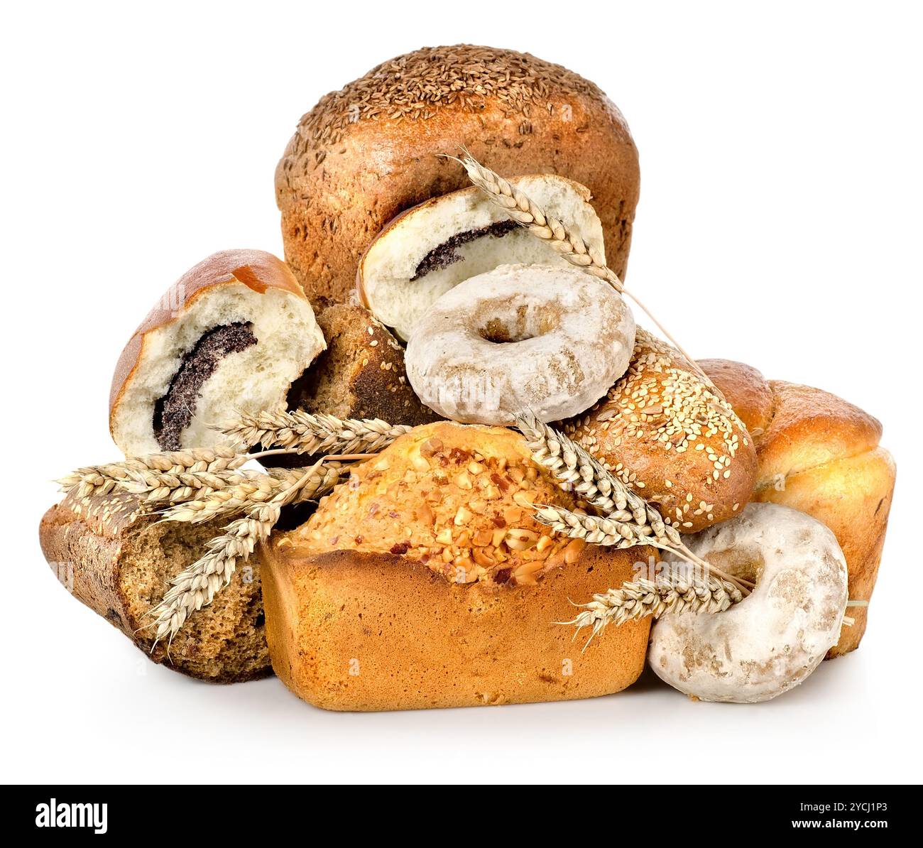 Collection of different breads isolated Stock Photo - Alamy