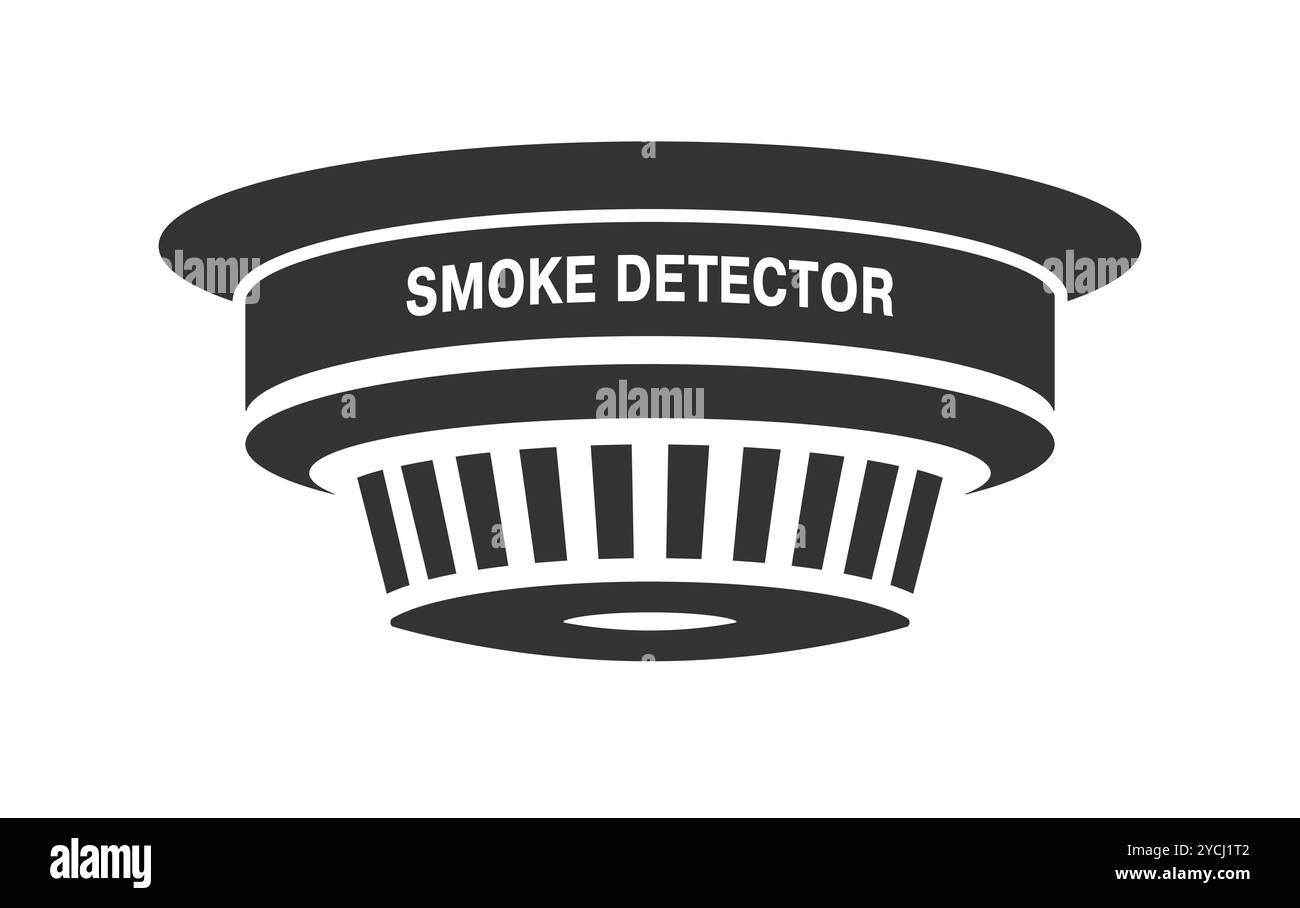 Test your smoke alarms. Smoke detector icon symbol. Fire alarm logo ...