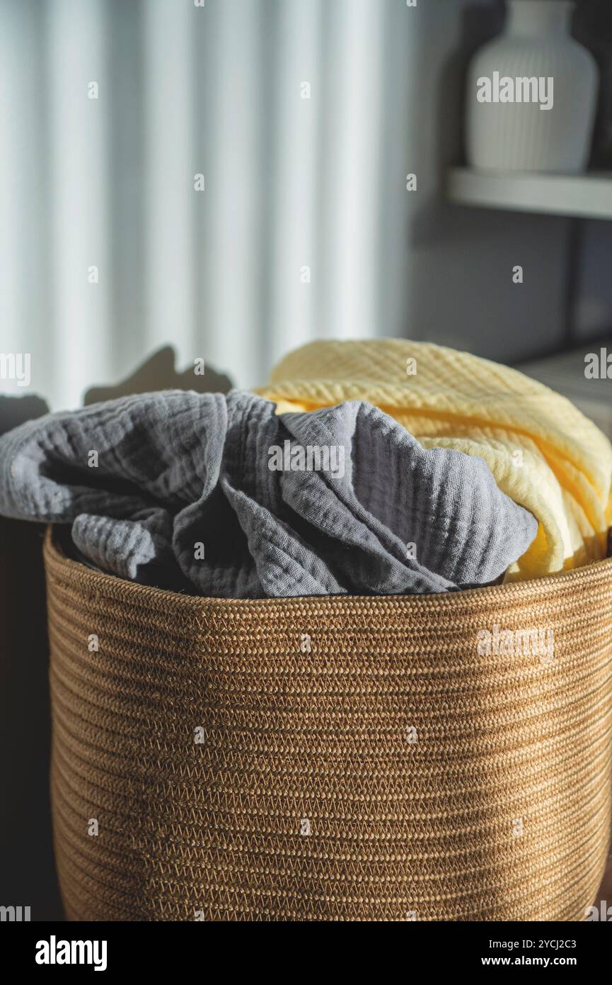 Cotton Cord Basket Foldable Natural Seagrass Basket Flower Laundry ...