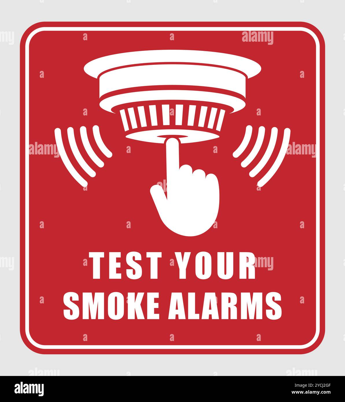 Test your smoke alarms. Smoke detector icon symbol. Fire alarm logo ...