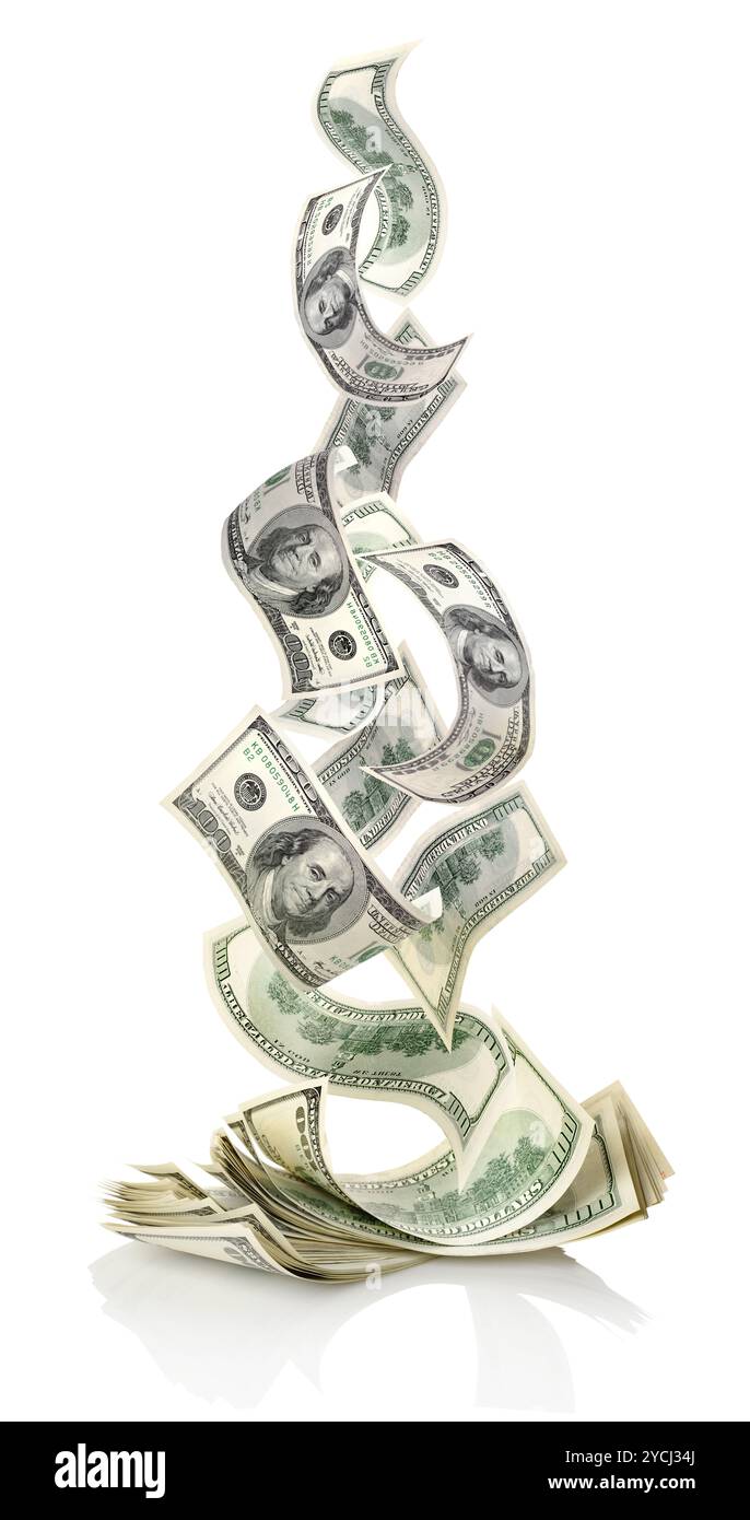 Falling dollars isolated Stock Photo - Alamy