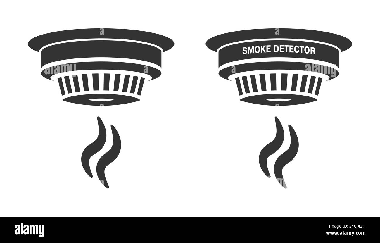 Test your smoke alarms. Smoke detector icon symbol. Fire alarm logo ...