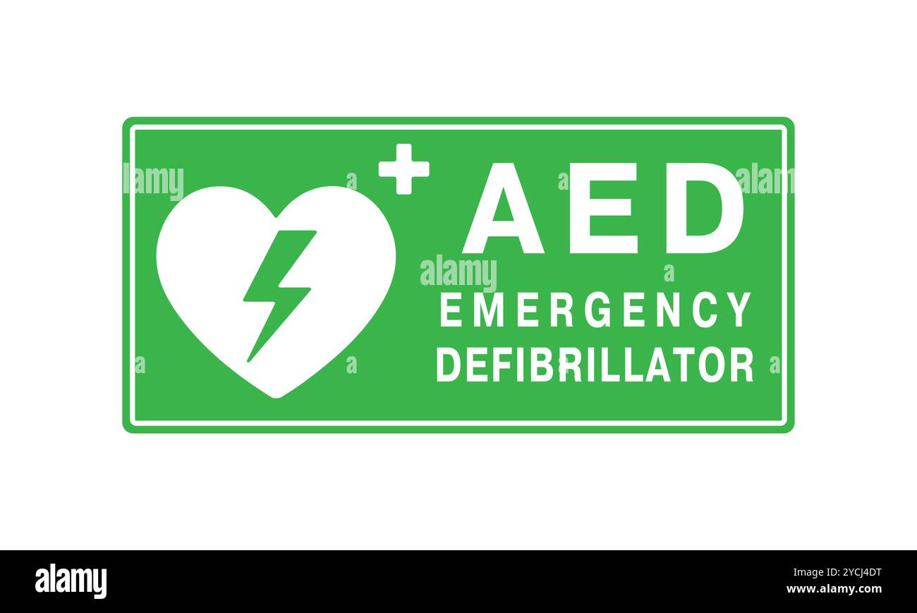 AED emergency defibrillator icon sign symbol. First aid Automated external defibrillator. Vector ...