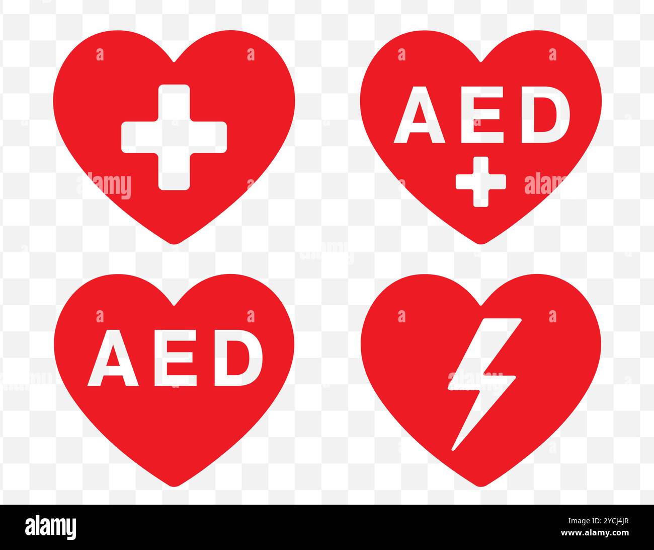 AED emergency defibrillator icon sign symbol. First aid Automated external defibrillator. Vector ...