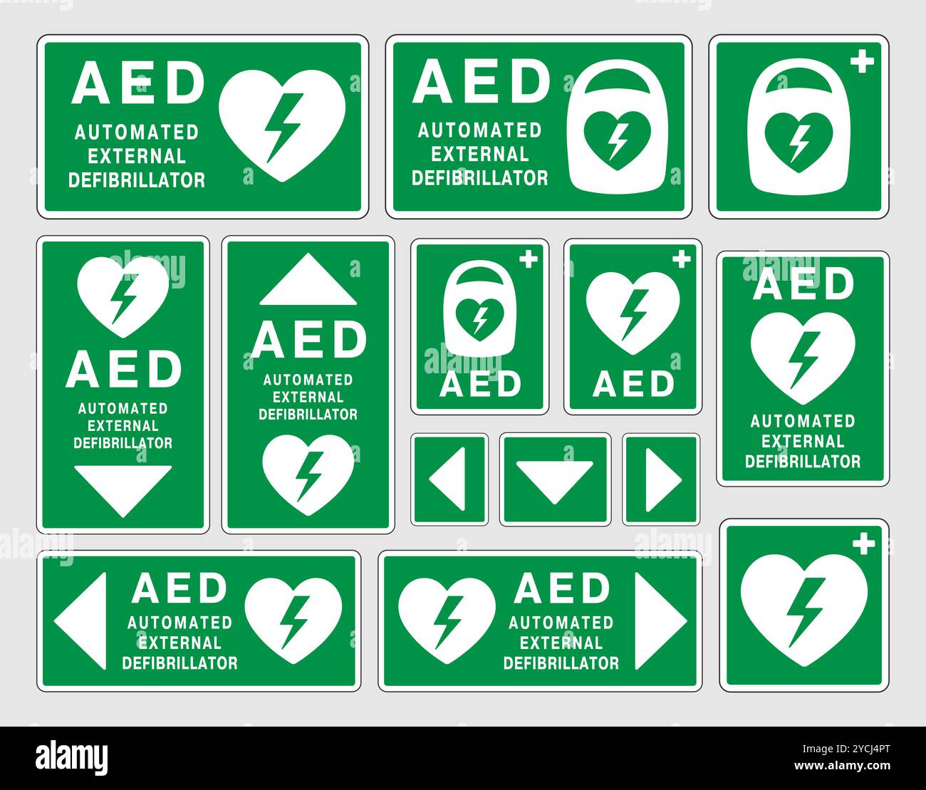 AED emergency defibrillator icon sign symbol. First aid Automated external defibrillator. Vector ...