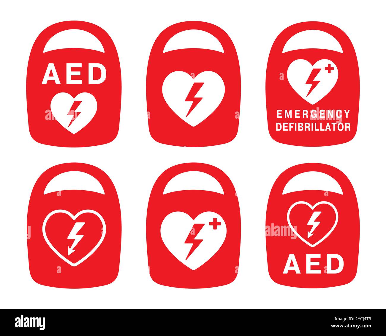 AED emergency defibrillator icon sign symbol. First aid Automated ...