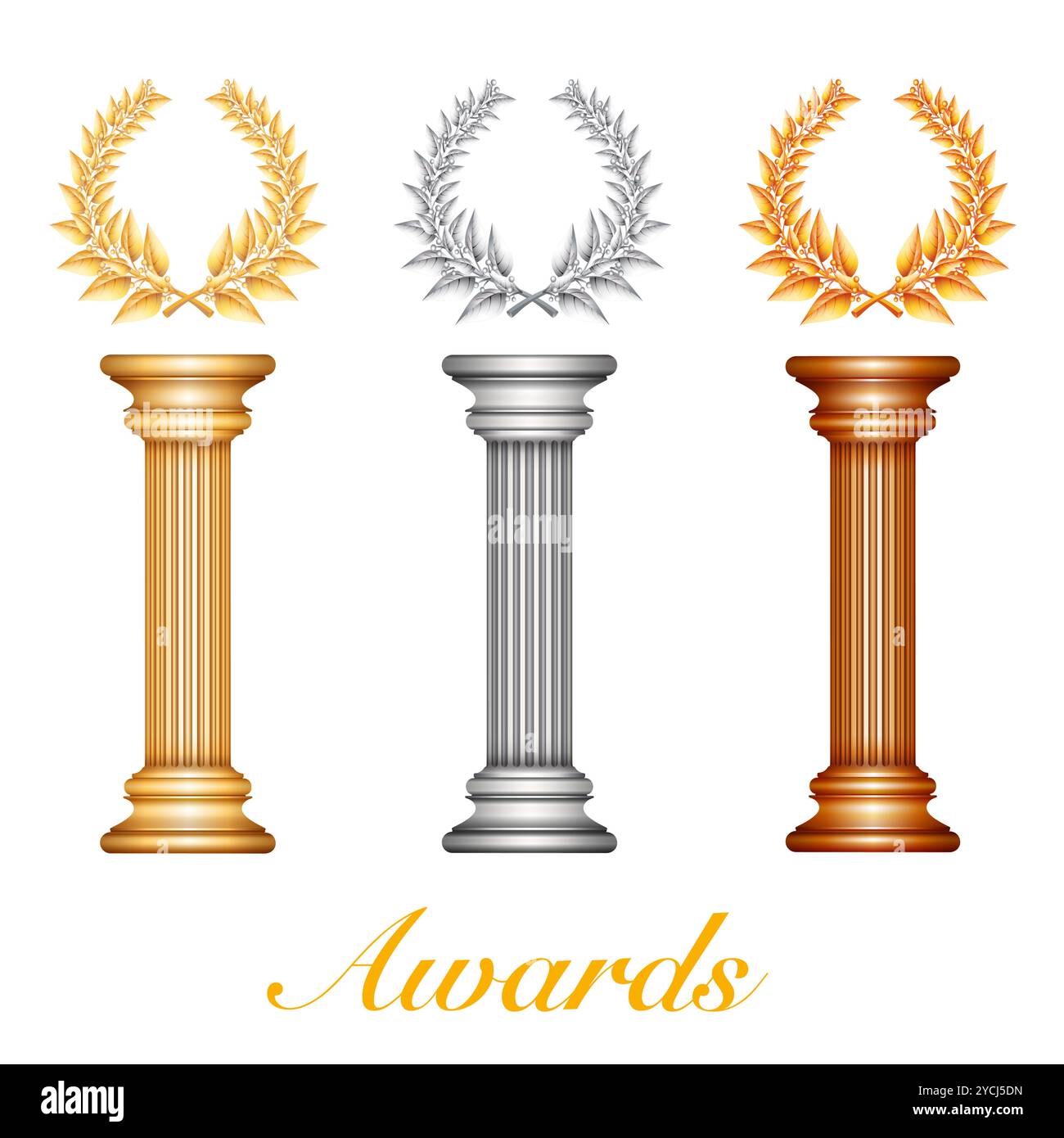 Gold silver and bronze award column Stock Photo - Alamy