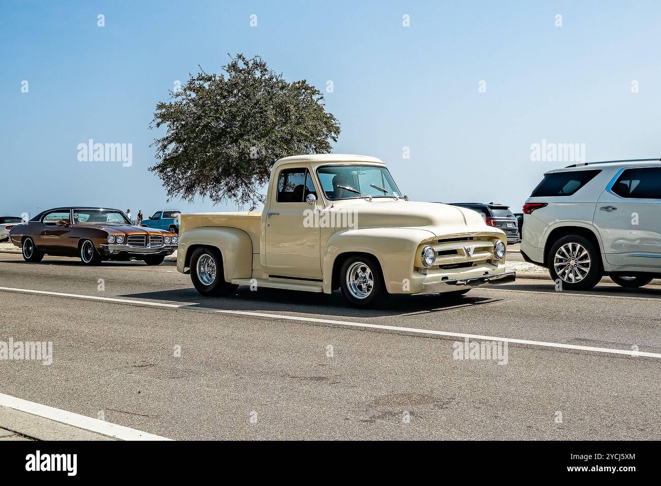Gulfport, MS - October 04, 2023: Wide angle front corner view of a 1953 ...