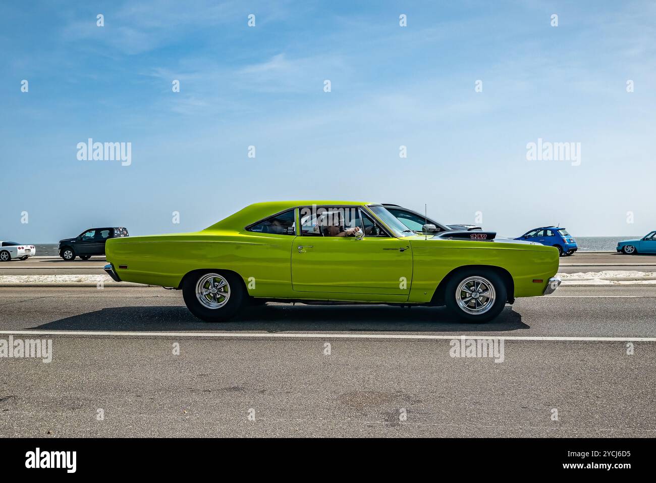 Gulfport, MS - October 04, 2023: Wide angle side view of a 1969 ...