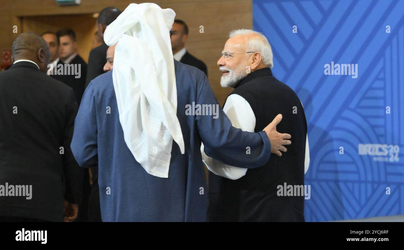 Kazan, Russia. 23rd Oct, 2024. Indian Prime Minister Narendra Modi ...