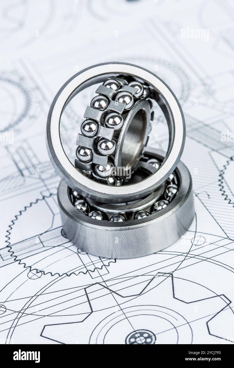 Ball bearings on technical drawing Stock Photo - Alamy