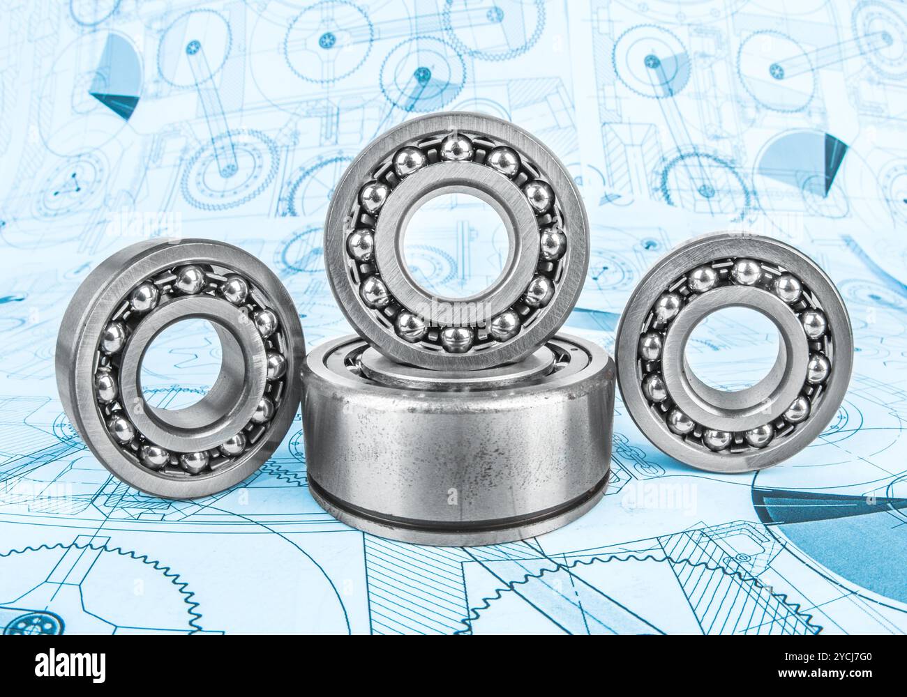 Ball bearings on technical drawing Stock Photo - Alamy