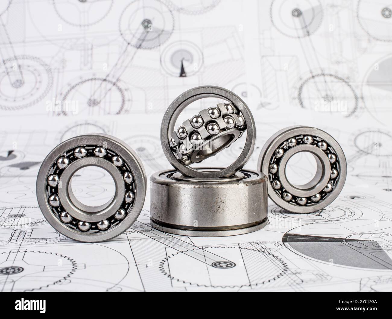 Ball bearings on technical drawing Stock Photo - Alamy