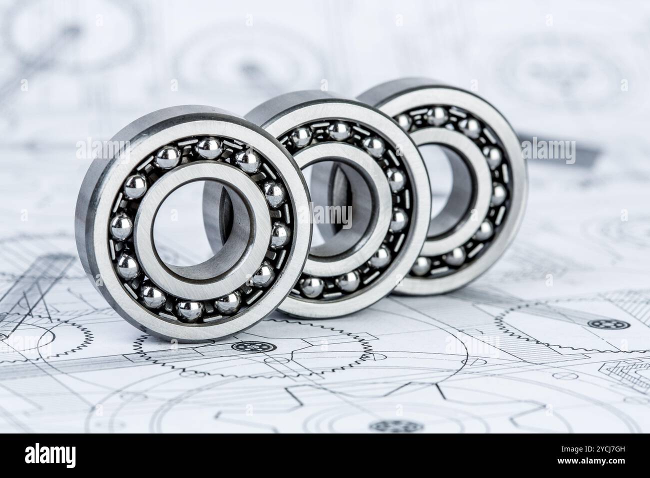 Ball bearings on technical drawing Stock Photo - Alamy