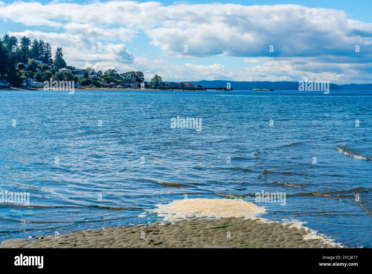 A view of waterfront homes along the shore at Dash Point, Washington ...