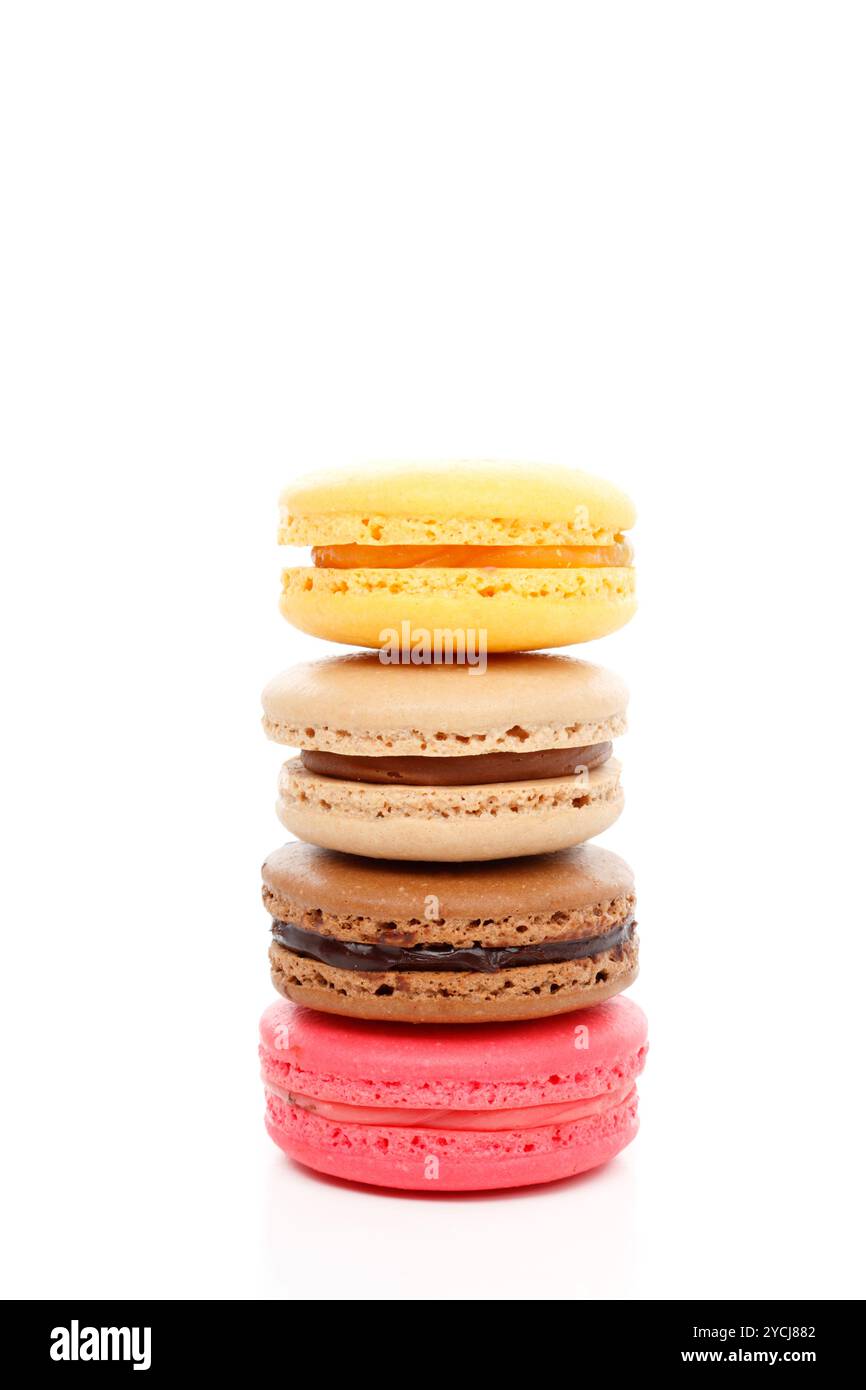 Four delicious mouthwatering baked macaroon biscuits of various ...