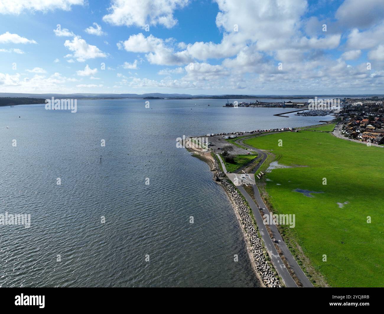 aerial view of the Baiter area of Poole on the edge of Poole Harbour ...