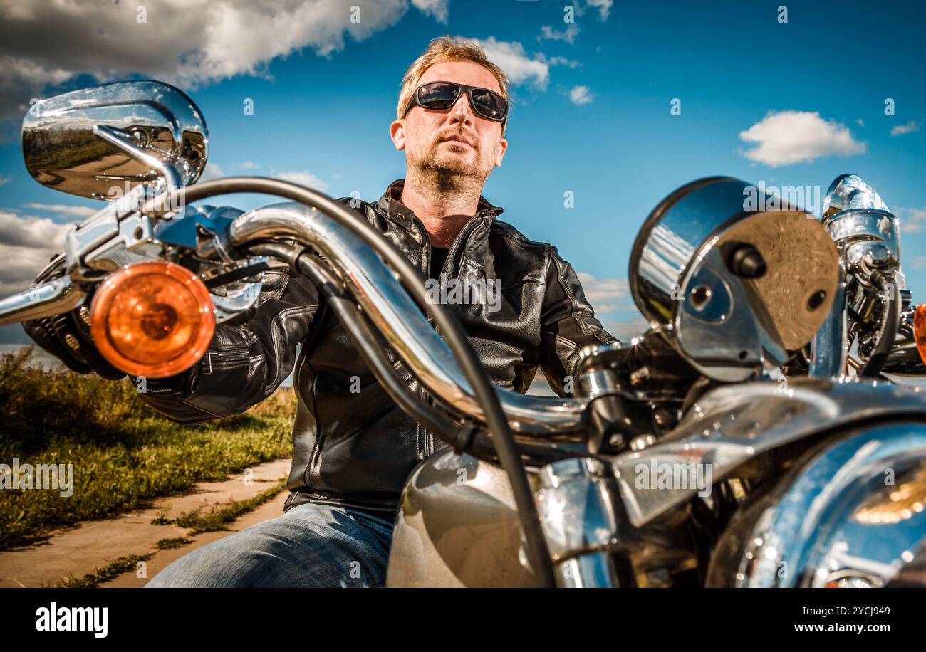 Biker on a motorcycle Stock Photo - Alamy
