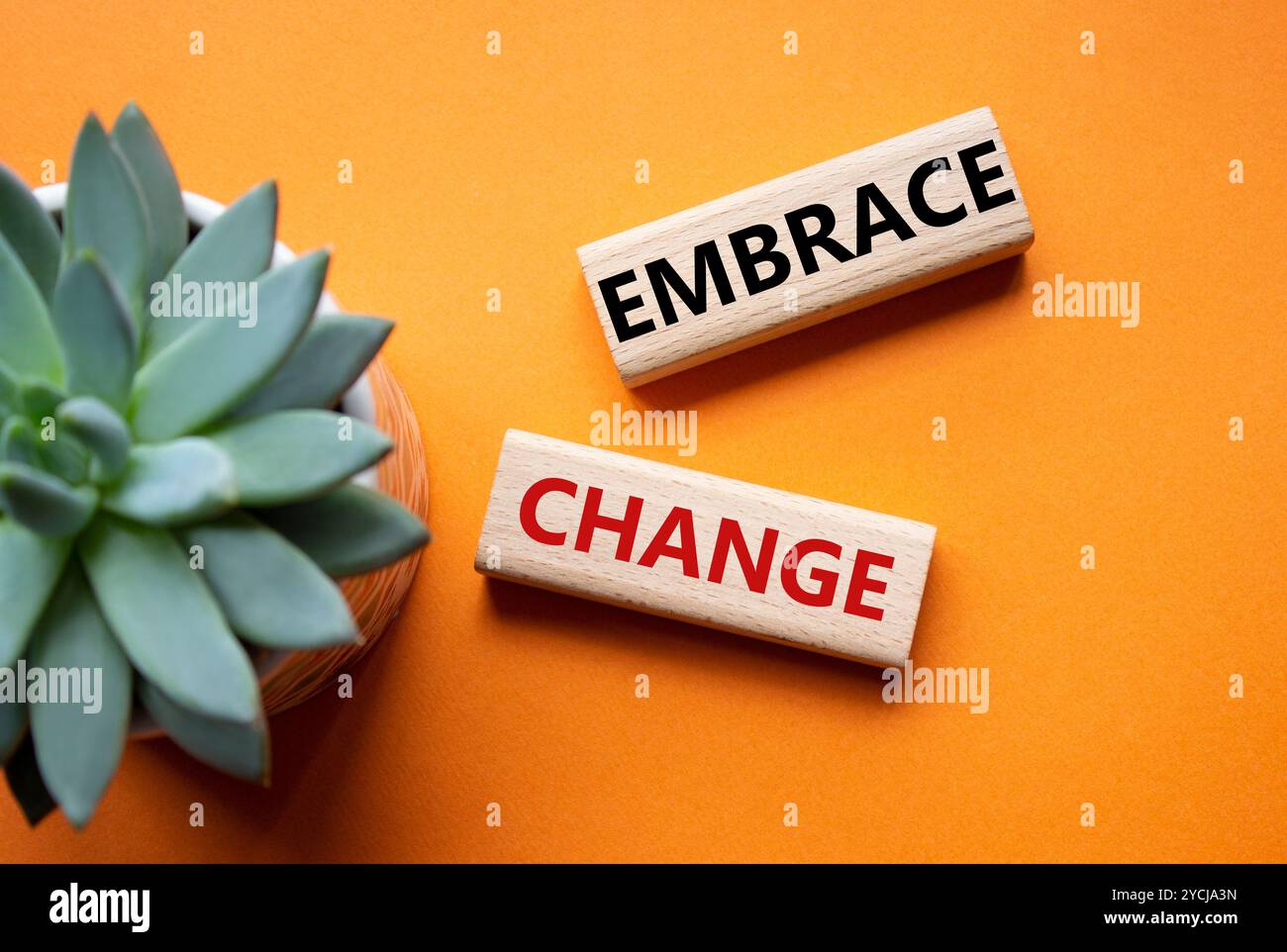Embrace change symbol. Concept word Embrace change on wooden blocks ...