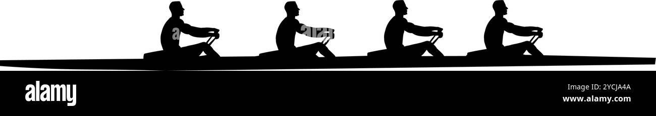 Silhouette of rowers, rowing - vector illustration Stock Vector Image ...