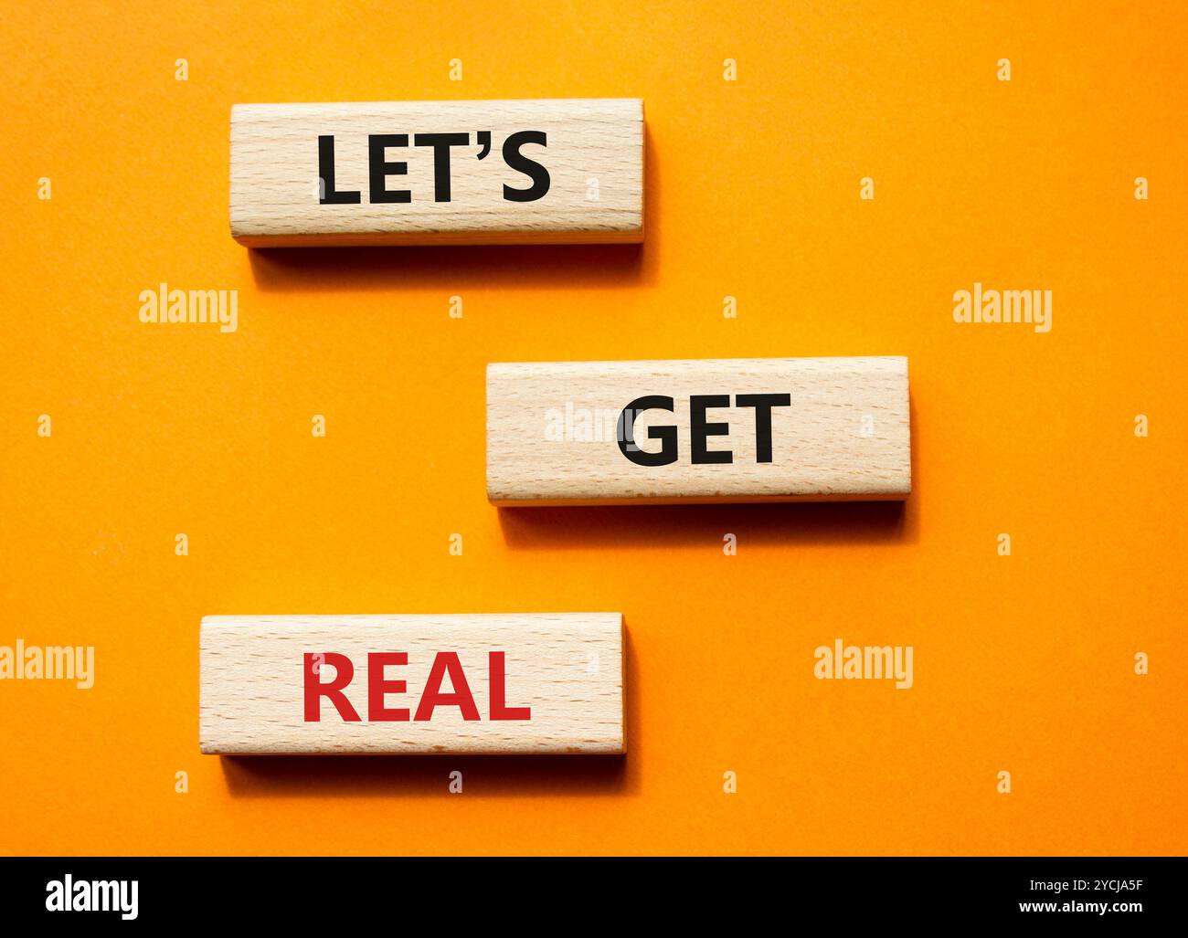 Lets get real symbol. Concept words Lets get real on wooden blocks ...