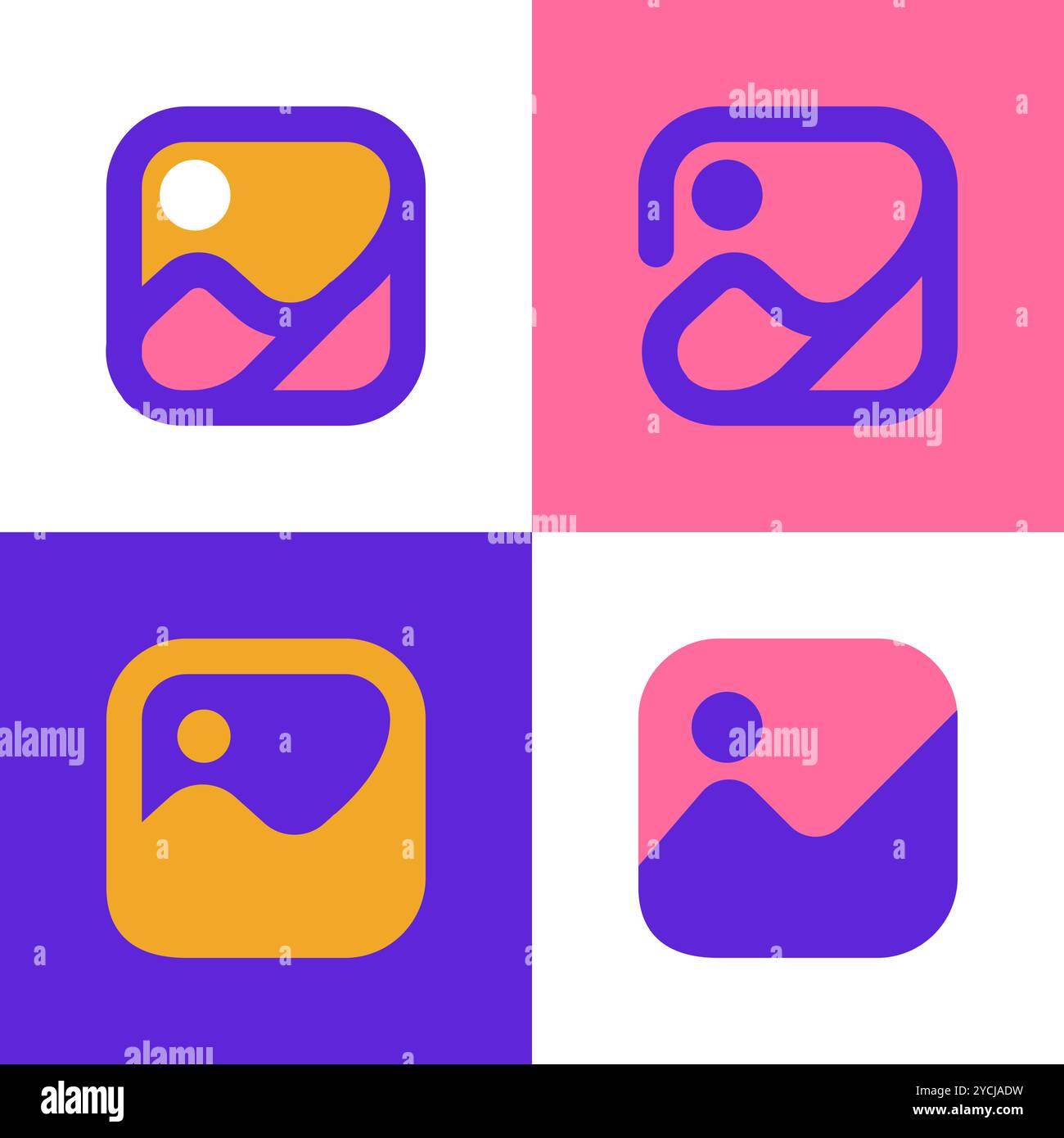 set of four creative image icons in different styles featuring bold ...