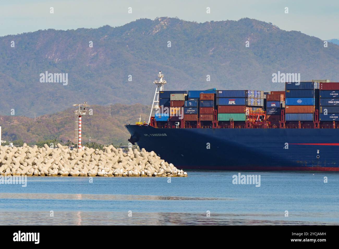 Manzanillo, Colima, Mexico - 16 January 2024: Container ship APL ...