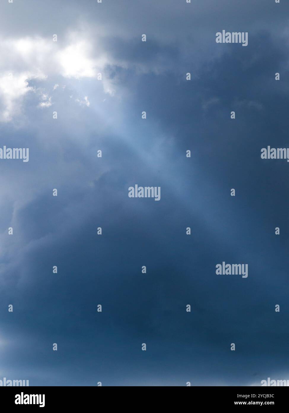 Sun Shining Through Cloud Break Vertical Sky Blue Colored Background ...