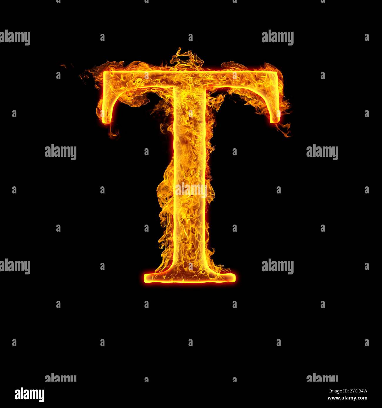 Fire alphabet letter T Stock Photo - Alamy
