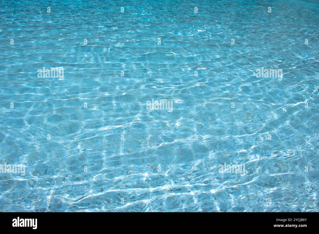 Crystal clear water ripples in a swimming pool with sunlight ...