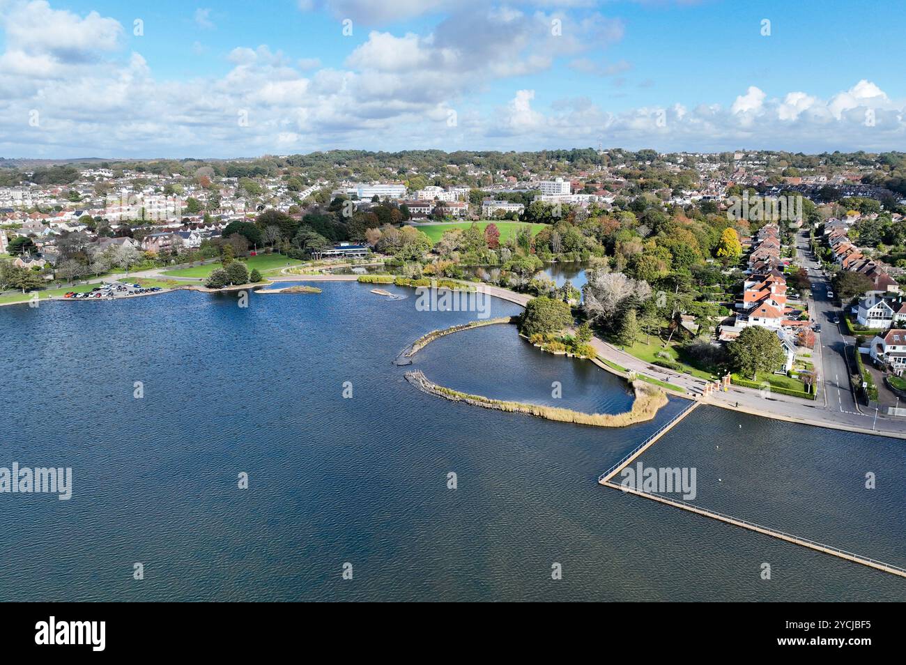 Poole Park lake seen from an aerial viewpoint Stock Photo - Alamy