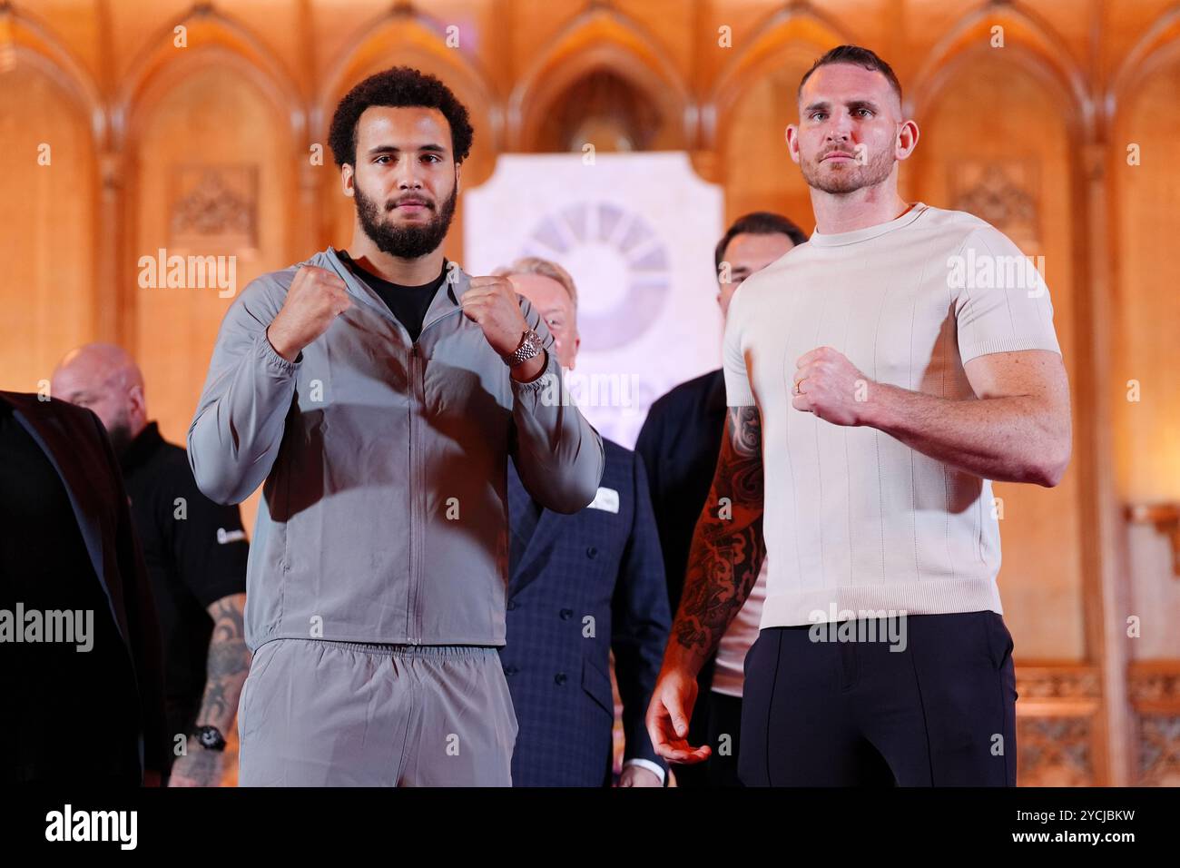 Moses Itauma (left) and Demsey McKean pose for photos during a press ...