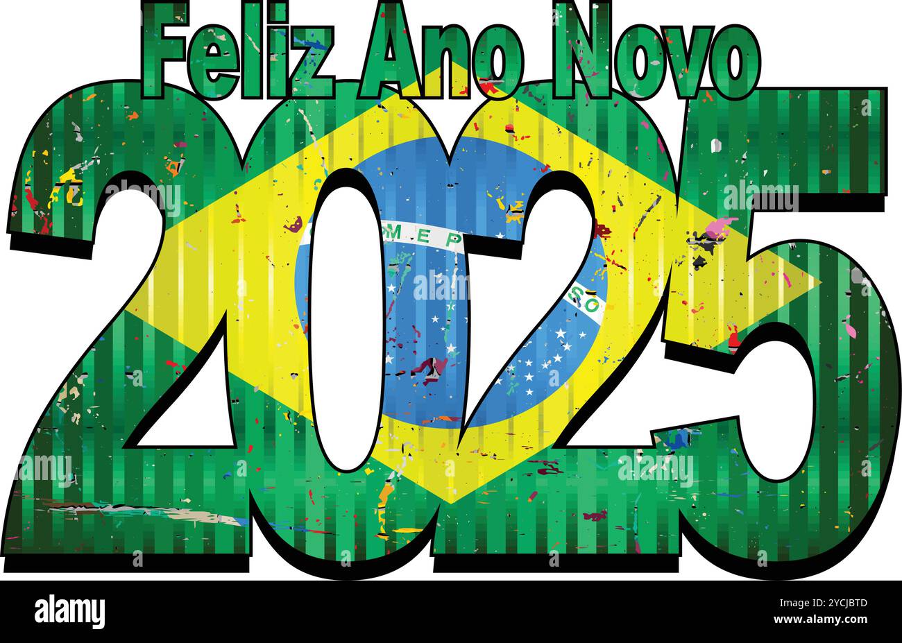 Happy New Year 2025 with Brazil flag inside - Illustration, 2025 HAPPY ...