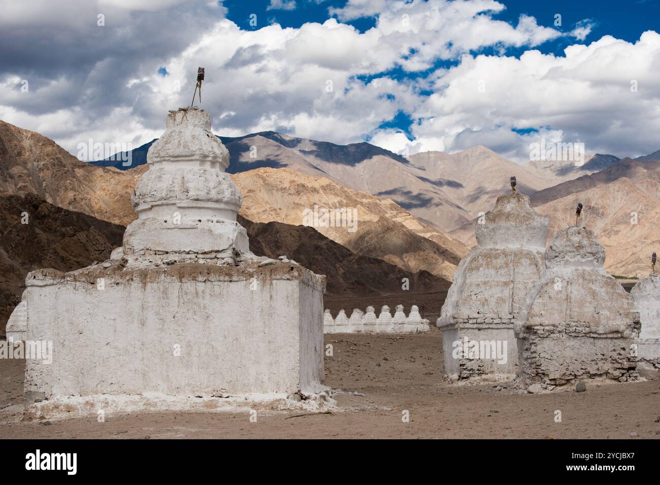 Buddhist stupa over Himalaya mountains. India Stock Photo - Alamy