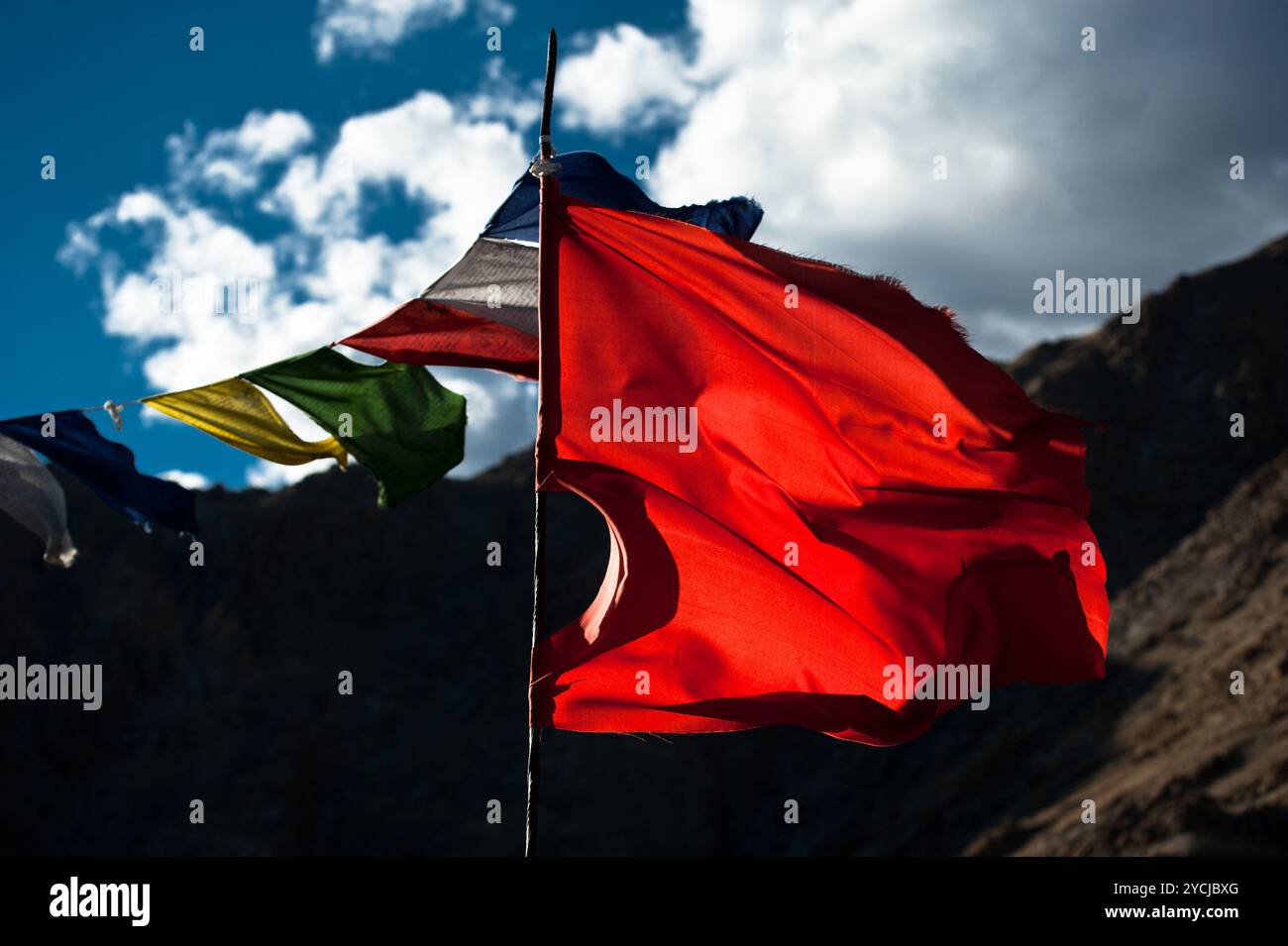 Buddhist praying flags flapping in the wind. India Stock Photo - Alamy