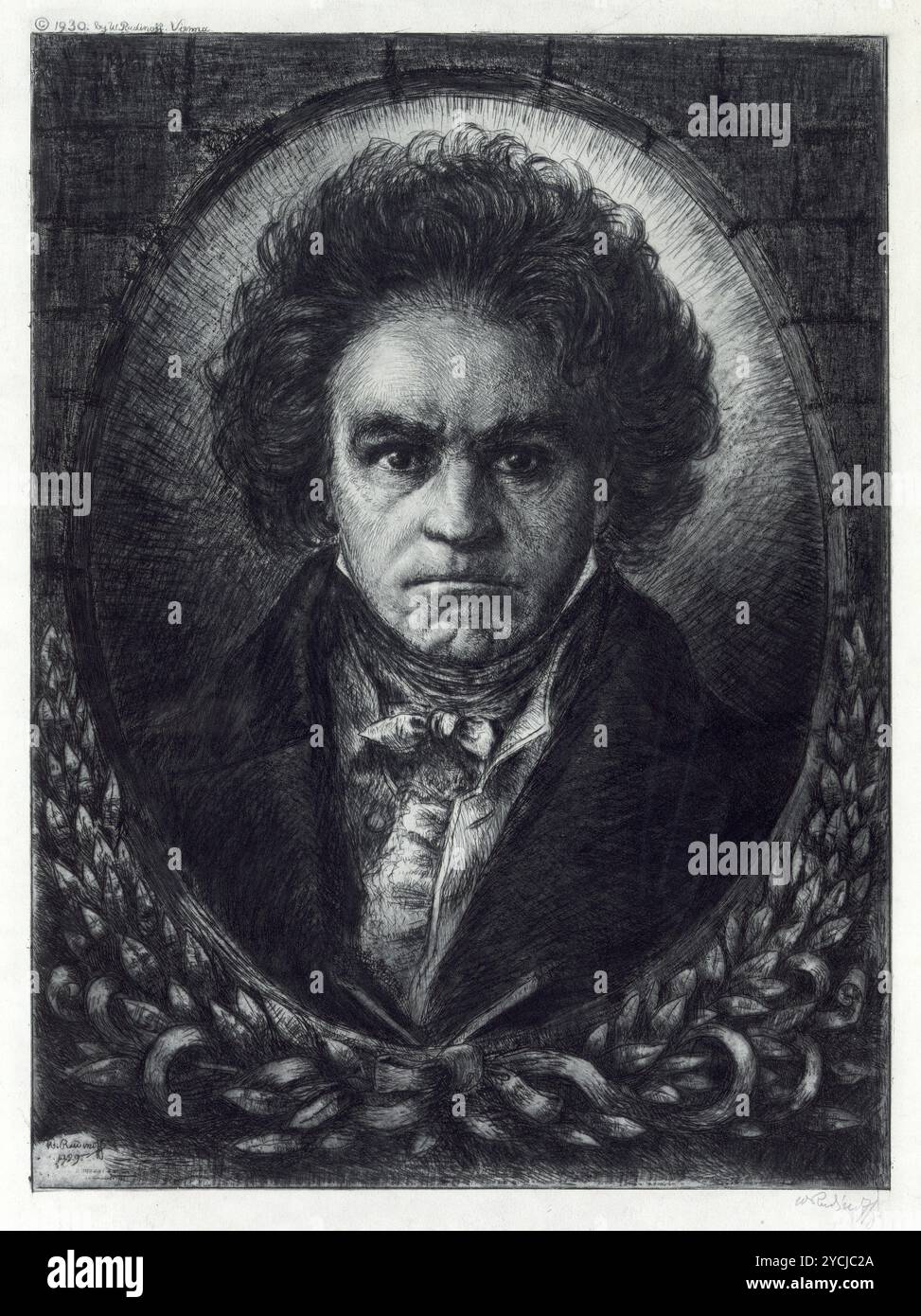 Beethoven portrait, 1929, Willibald Wolf Rudinoff, Vienna Stock Photo ...