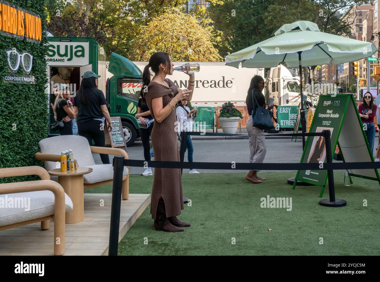 Visitors to Flatiron Plaza in New York on Tuesday, October 22, 2024 ...