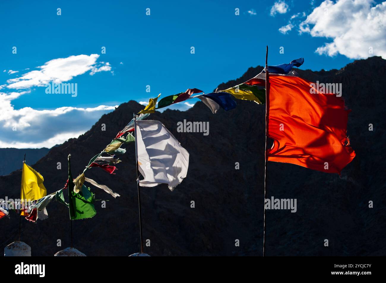 Buddhist praying flags flapping in the wind. India Stock Photo - Alamy
