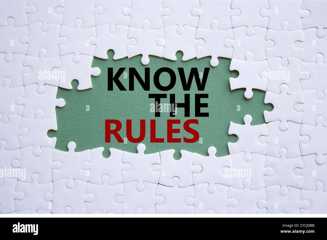 Know the rules symbol. Concept words Know the rules on white puzzle ...