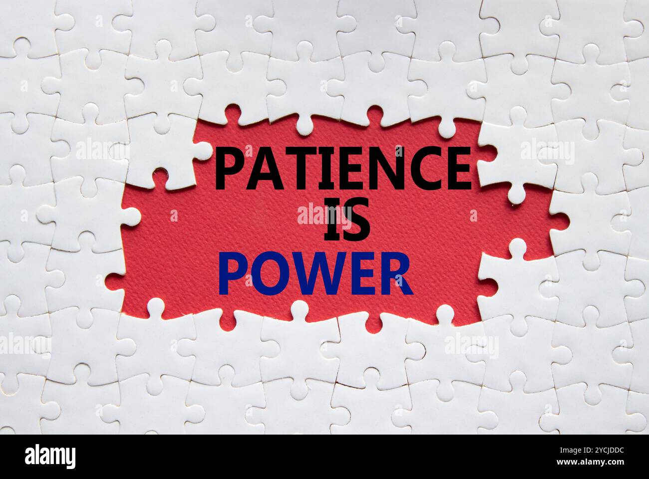 Patience is Power symbol. Concept words Patience is Power on white puzzle. Beautiful red ...