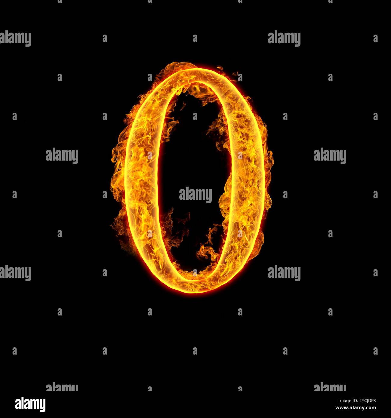 Fire alphabet number 0 zero Stock Photo - Alamy