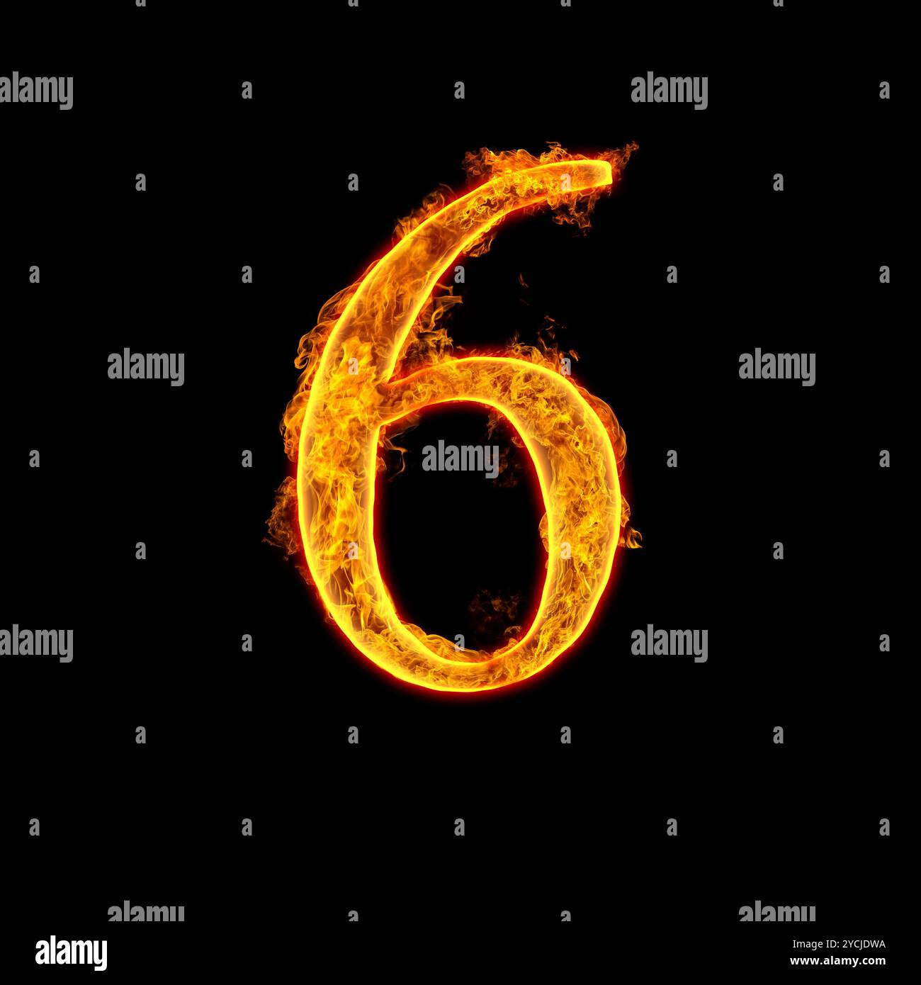 Fire alphabet number 6 six Stock Photo - Alamy