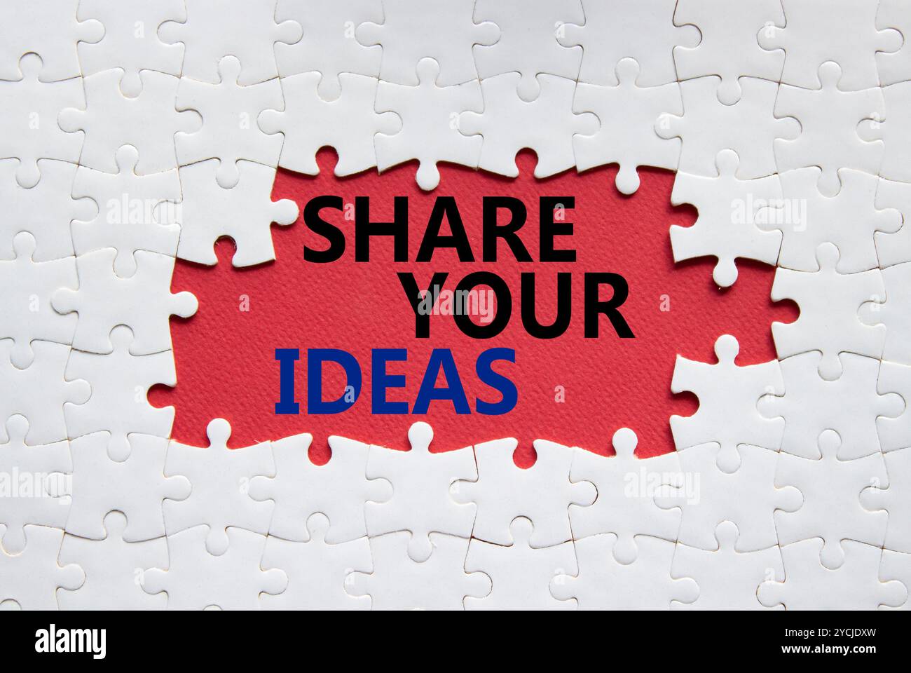 Share your Ideas symbol. Concept words Share your Ideas on white puzzle ...